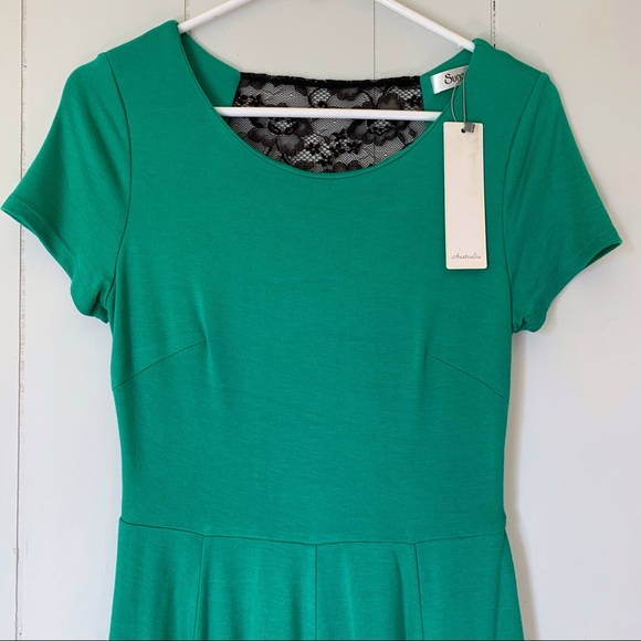 Modcloth | Dresses | Nwt Modcloth Sunny Girl Green Black Lace Dress ...